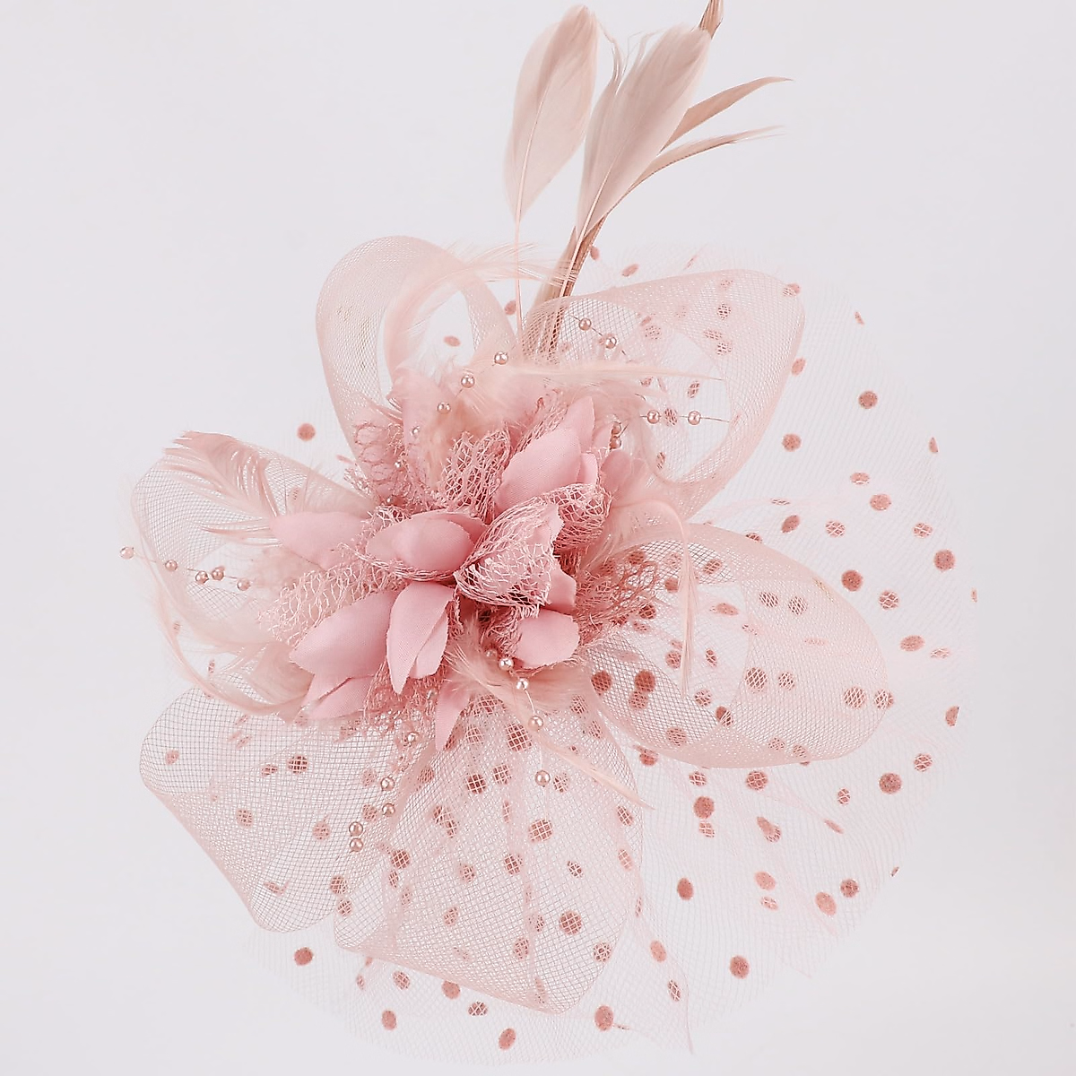 DRESHOW Fascinators Hat Feather Headband Women's Fascinators Tea Party Headwear with Clip Flower Head Band for Girls & Women