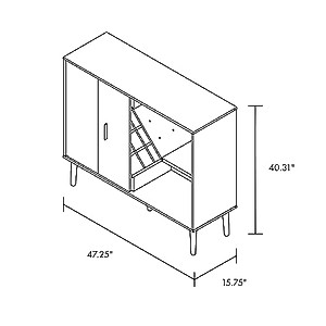 24/7 Shop at Home Danforth Modern 48 in. Wood 4 Shelves Buffet, Sideboard with Bifold-Door, Wine Bottle Holder, Stemware Rack for Dining Room, Kitchen, Black