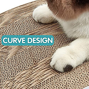 Conlun Cat Scratcher Cat Scratch Pads with Premium Scratch Textures Wave Curved Shape Design No More Torn Cardboard Reversible Anti-Slip Durable Cardboard Cat Scratcher - 2 Pack