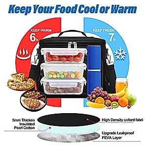 Macadamla Weinas Lunch bag for Women/Men,Insulated Lunch Cooler Bag for Adult,Collapsible Leakproof Lunch Box with Adjustable Shoulder Strap for Work Office Picnic Beach Black S New