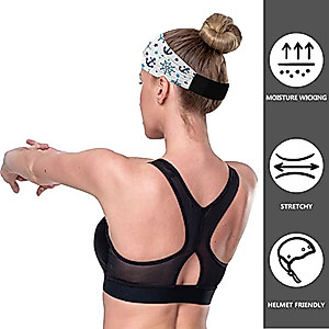 Unisex Workout Headbands Blue-sea-Navy-Anchor Elastic Yoga Sweatband Stretchy Sports Hairband