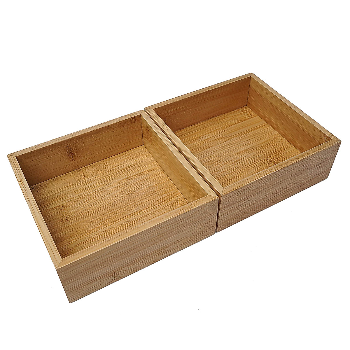 Aviboo Cabinet Drawer Organizer and Storage Tray Box Dividers Set Made of Bamboo Wood, Multipurpose Holder for Craft, Sewing, Office, Bathroom, Kitchen (2, 5.9x5.9x2.2 inch)