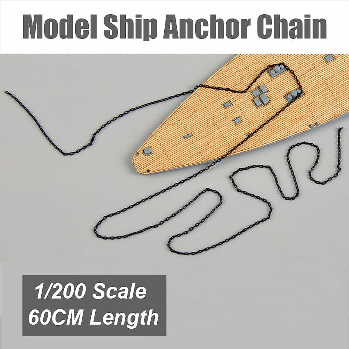 TEAFIRST 1/200 Scale Model Ship Anchor Chain Alloy 60cm Length DIY Boats Kits Accessory