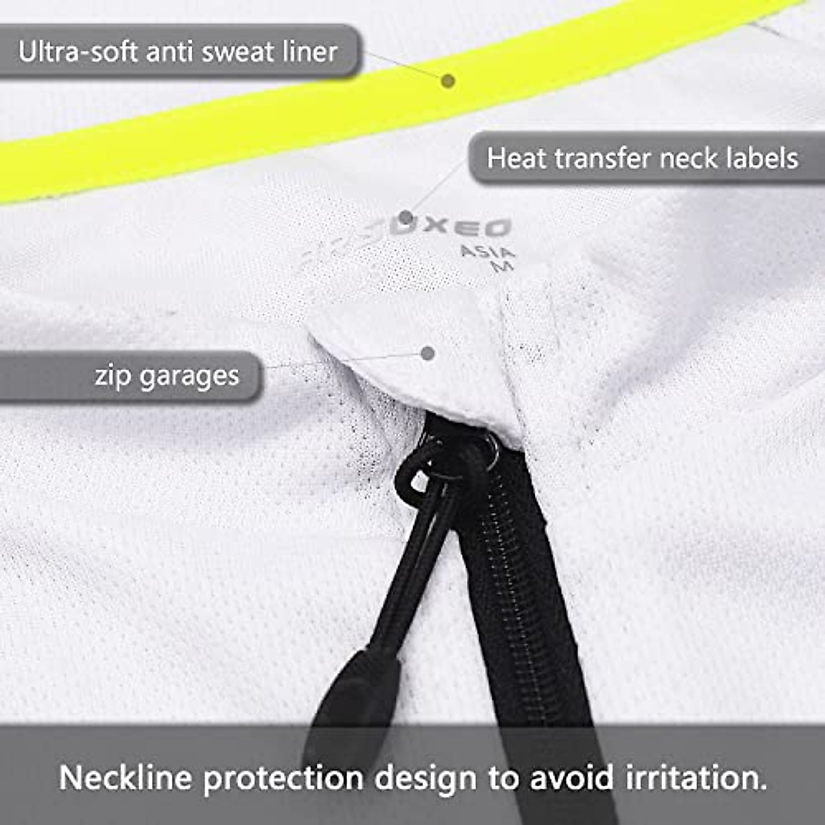 ARSUXEO Men's Short Sleeves Cycling Jersey Bicycle MTB Bike Shirt 636 White Size L