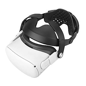 MASiKEN Upgraded Head Strap for VR Headset, Elite Strap Shift Weight On Forehead Release Face Squeeze Enhance Comfort in VR Games, Breathable TPU Back Head Cushion (Black)