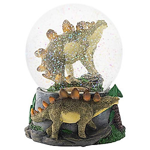 Elanze Designs Stegosaurus Dinosaur Friends 100MM Musical Dinosaur Snow Globe Plays Tune Born Free