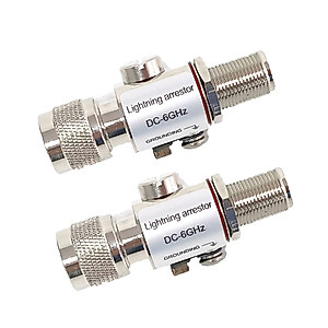 4G LTE Antenna Lightning Arrestor N Type Male to Female 50ohm 0 to 6 GHz for Outdoor Antenna (2pcs)