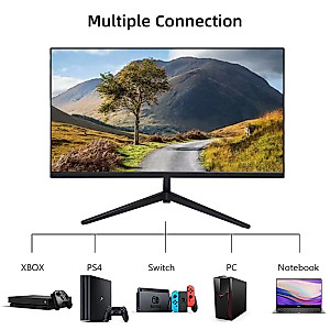 ZFTVNIE PC Monitor, 21.5-Inch Full HD Monitor 1920 x 1080P IPS Computer Screen, Frameless, 75Hz, 5ms, VGA & HDMI Ports, Monitor for Laptop/Xbox/PS3/PS4