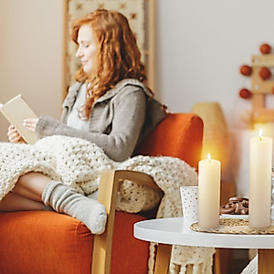 Nuogo 24 Pcs Ivory Pillar Candles Bulk Set of 3 Long Burning Wax Pillar Candles 2 in x 3, 6, 8 Inch Dripless Unscented Smokeless Candles for Wedding Party Spa Lantern Fireplace Home