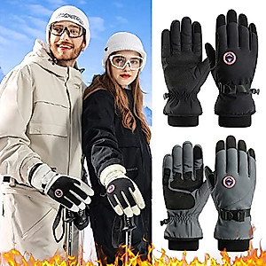 liuyffan Men and Women Gloves Winter Skiing Hands Warm Skiing Gloves Wind Proof Warm Mittens for Women Cold Weather Insulated (Black, L)