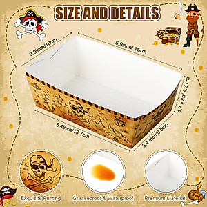 Junkin 50 Pcs Pirate Party Supplies Decorations Pirate Paper Food Trays Nautical Theme Party Favors Disposable Snack Box Boat for Halloween Pirate Caribbean Birthday Baby Shower (Brown)
