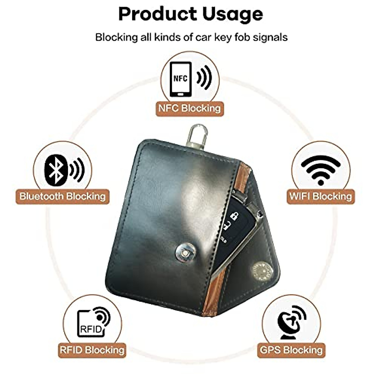 Faraday Box for Car Keys and Black/Red Car Key Signal Blocking Pouch Soft Leather Faraday Bag for Key Fob RFID Box for keyless Entry Car Keys Theft Prevention (1 Small Box + 1Black/1Red Pouch)