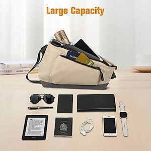 Fintie Crossbody Bag Sling Pack, Anti-theft Running Pouch Phone Purse Casual Daypack Travel Wallet for Men Women, Beige