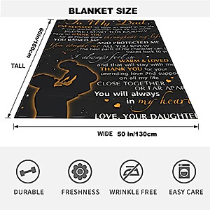 Fathers Gifts Day, Gifts for Dad from Daughter & Son, Warm Soft Double-Side Flannel Throw Blankets, Birthday Gift for Dad, Letter Blanket to Stepfather Fit for Sofa Bedroom, 50" x 60"