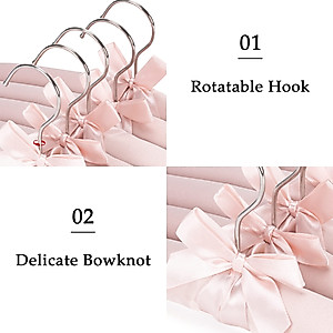 NEOVIVA 15 Inch Anti Slip Satin Padded Clothes Hangers for Women Pink Satin Padded Hangers for Women Clothing, No Shoulder Bump Hangers for Adult, Silk Hangers for Sweaters, Dresses, Suits (10 Pack)