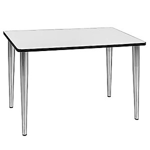 Regency Kahlo Tapered Leg Rectangular Multipurpose Table, 48" x 24", White/Chrome
