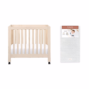 Origami Mini Crib with Pure Core Non-Toxic Mini Crib Mattress with Hybrid Waterproof Cover