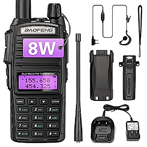 BaoFeng UV-82 Ham Radio Handheld 8W High Power Radio Dual Band Dual PTT Portable Two Way Radio with Dual PTT Full Kits