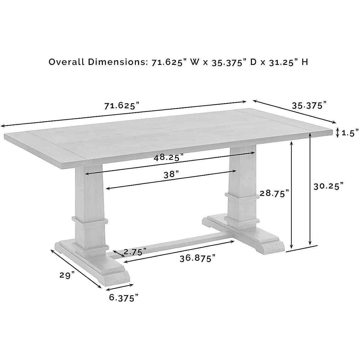 Crosley Furniture Joanna Dining Table, Rustic Brown
