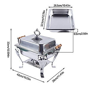 Stainless Steel Warming Container Chafing Dish Food Warmer Food Insulation, Frame Water Trays Food Pan Fuel Holder and Lid Food Warmers for Wedding, Parties, Banquet, Catering Events