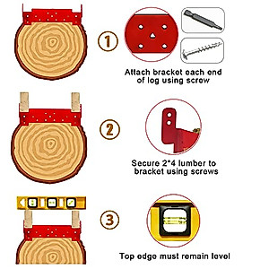 Zozen Chainsaw Mill Guide Rail Lumber Metal Brackets, 2 Pack Brackets with Level & Screws , Used for 2x4 Lumber and 3-36 inch Diameter Logs, Good Helper for Chainsaw Mill.