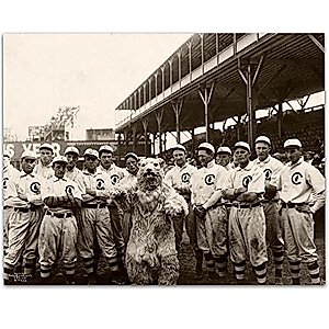 Baseball Decor - 1908 Chicago Cubs with Mascot - Baseball Wall Decor 11x14 Unframed Art Print - Great Baseball Room Decor & Gift, Baseball Poster Sports Vintage Decor