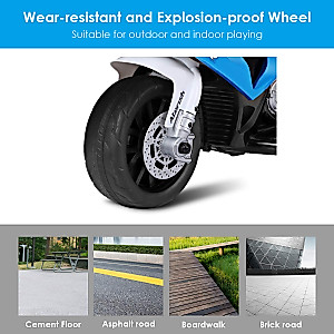 Costzon Licensed BMW Kids Electric 3-Wheel Ride-On Motorcycle Toy for Boys & Girls, with Headlights, Music and Battery Powered Pedal