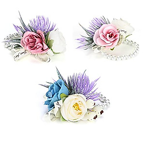 Xnferty Wrist Flower, Corsage Wristlet Corsages Bridal Bridesmaid Corsage Wristletfor Wedding Party(Pink)