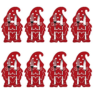 cobee Christmas Cutlery Holders, 8 Pcs Xmas Santa Tableware Christmas Silverware Cutlery Holders Pocket Knifes Forks Bags Dinnerware Decorations for Home Party(Santa)
