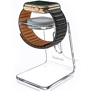 Acrylic Watch Stand for Apple Watch Charger - Lamicall Desk Watch Charging Dock, Transparent Clear iWatch Charger Holder Nightstand, Fit for All Apple Watch, Series SE, Ultra, 10/9/8/7/6/5/4/3/2/1
