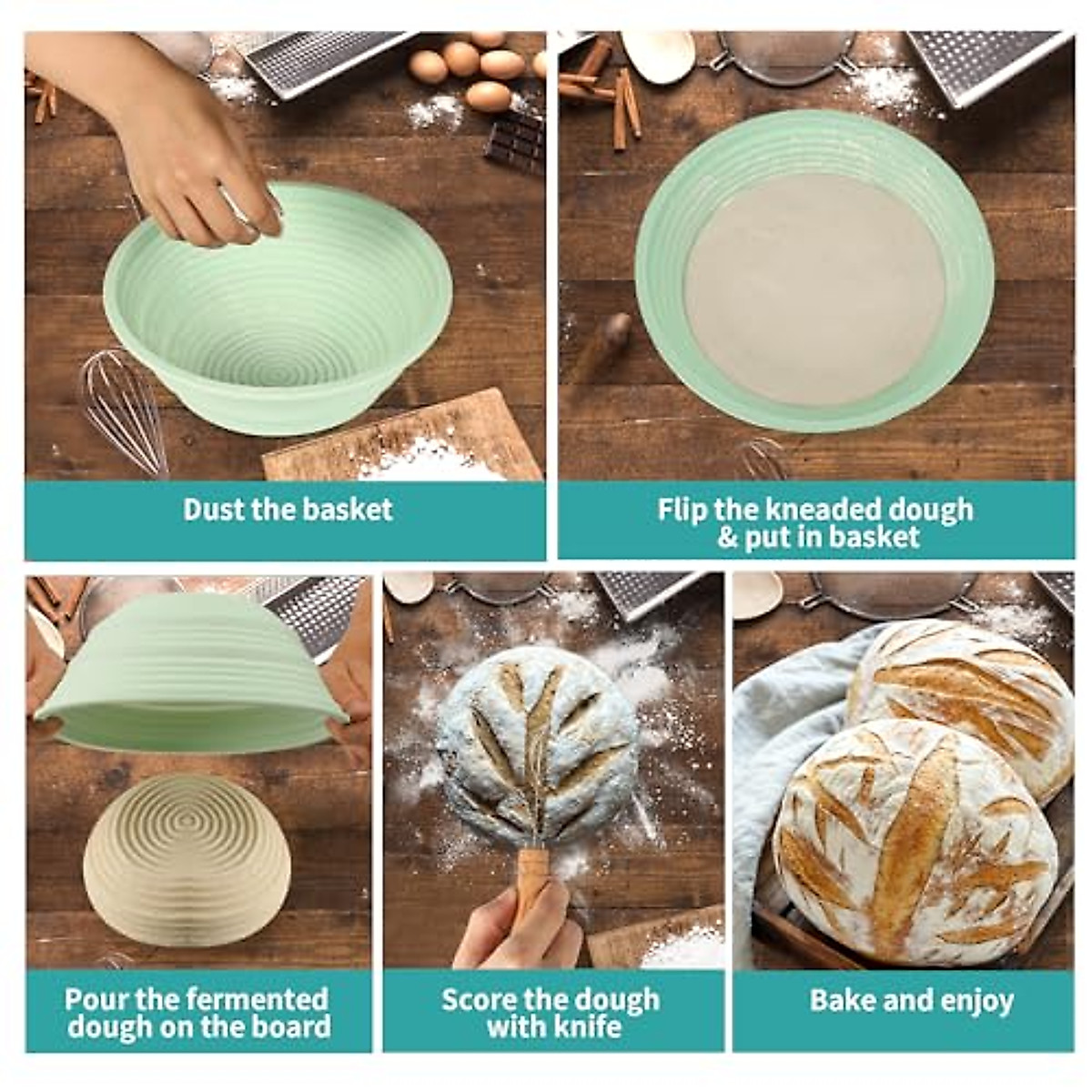 Doe~Dough Silicon Non-Stick Bread Proofing Basket, Collapsible Washable Baking Bowl, Ideal Gift for Bakers (Oval)
