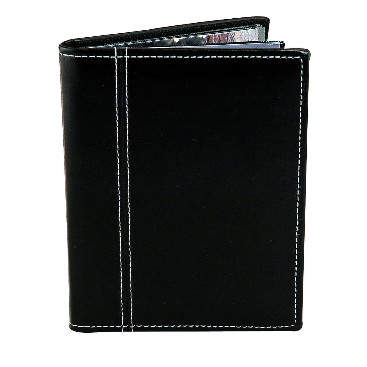4x6 Black Photo Album w/White Stitching - Holds 24 Photos