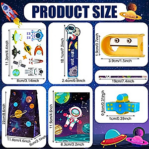 162 Pcs Space Party Favors Kids Included Space Pencils Space Erasers Gift Bag Tattoo Stickers Bookmarks Ruler Notebook Sharpener Outer Space Themed Birthday Gift Party Supplies for Boys Girls Kids