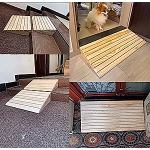SZYDKJ 5-8in Rise Wooden Wheelchair Ramp Wheelchair Ramp with Slip-Resistant Surface, Threshold Ramp for Home/Front Door/Yard/Doorways,Wheelchairs Walkers Car Motorcycle Entry Sill Steps Transition Ra