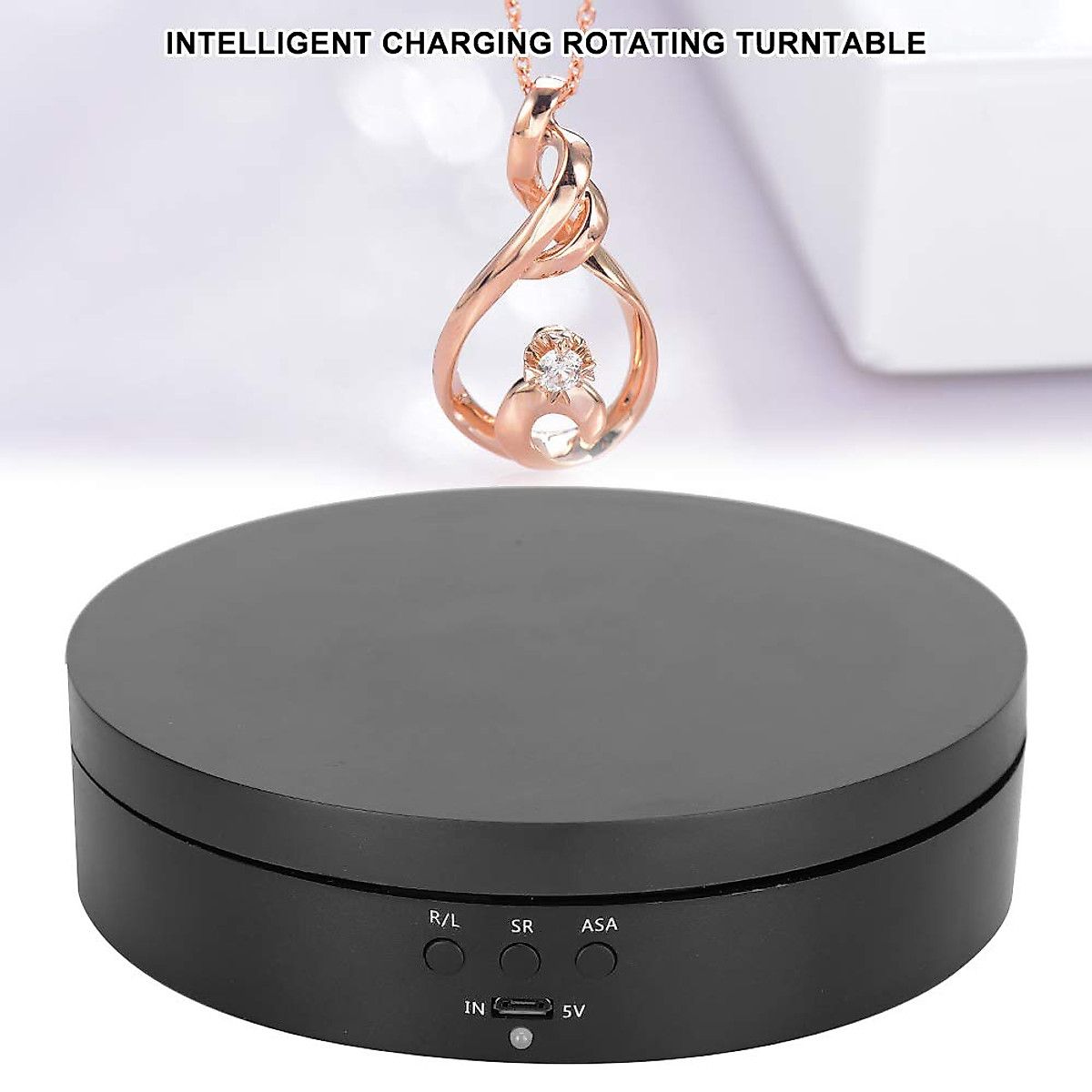 360° Rotating Display Stand, Motorized Display Stand Turntable Max Load 2-4KG 3 Gears Two Way Revolving Turntable Base for Jewelry Spinner Phone