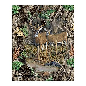 Real Tree Buck and Doe Panel in Multi Premium Quality Cotton by The Yard