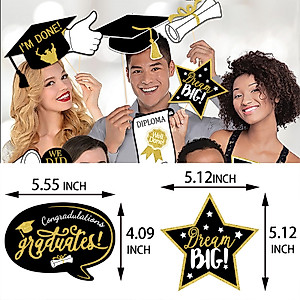 Black-Gold Graduation Party-Decorations Photo-Booth Props - 25pcs DIY Funny Glasses Cap 2024 Class Congrate Grad Photography Props Decor,College Favors Gifts Supplies Ouruola