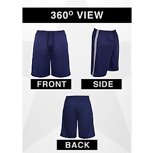 Reset Men's Athletic Workout Shorts with Pockets Dri-Fit Color Block Mesh Gym Shorts - 4 Pack (White/Gray/Black/Navy, Medium)