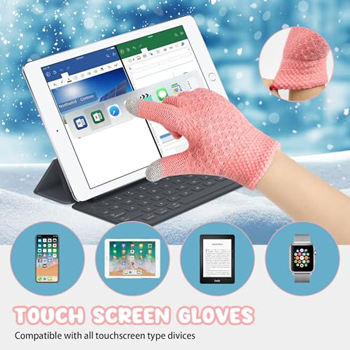 Kids Winter Beanie Hat Scarf Touchscreen Gloves Set, Fleece Lining Boys Girls Winter Hat Neck Warmer Gloves for 1-6 Years