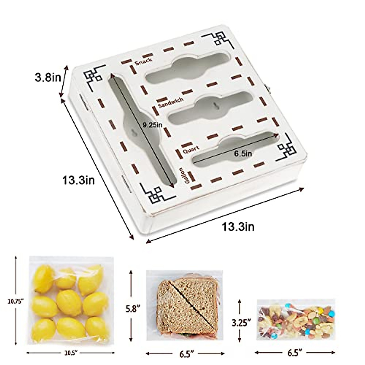 WGFKVAS Ziplock Bag Storage Organizer for Kitchen Drawer, Food Storage Bag Holders, Wood Kitchen Food Baggie Dispenser Box, Compatible with Gallon, Quart, Sandwich and Snack Variety Size Bag