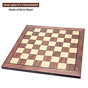 AMEROUS 15 inches Wooden Chess Board Only, Professional Staunton Tournament Chessboard No Pieces with Gift Package - Chess Rules, Portable Chess Board for Beginners, Kids, Adults