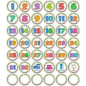 Wisdompro 1-32 Colorful Number Stickers, Line Up Spots/Dots for Classroom, Office (Diameter: 4 inch)