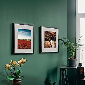 AINAHYVA Picture Frames 8x10 Picture Frame Set of 3, Made of High Definition Plastic Glass for 5x7 with Mat or 8x10 Without Mat, Table Top and Wall Mounting Decor, Pre-Installed Wall Mounting Hardware (Black)