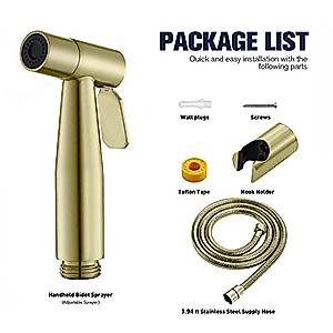 MINJING Handheld Toilet Bidet Sprayer, Stainless Steel Bidet Faucet, Bathroom Wall Mount Sprayer, Self Cleaning Bidet Hygienic Shower,Gun Metal Gray