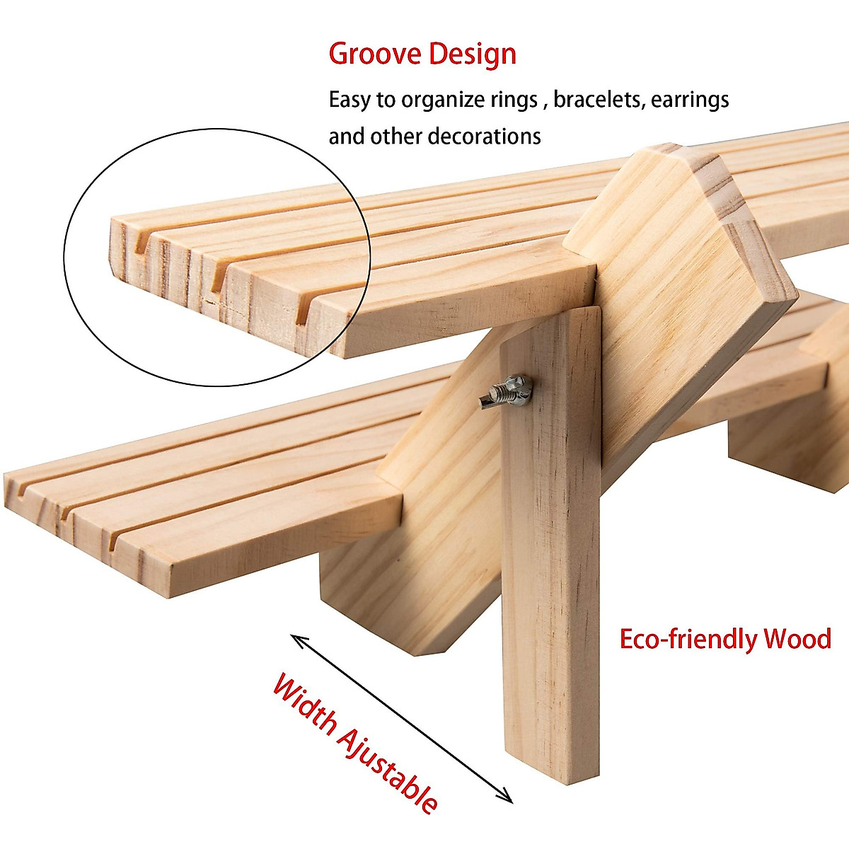 Eiyye 2-Tier Wooden Display Stand, Ring Earring Large Capacity Jewelry Display Stand,Wood Cupcake Stands Display Stand Craft Showing Organizer Tray For Retail Display Vendors Wood Riser(Natural)