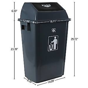 Ggbin 18 Gallon Plastic Swing Lid Trash Can, 4-Pack Large Kitchen Garbage Can with lid, Gray