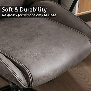 BOWTHY Modern Leather Office Chair,Ergonomic Home Office Desk Chair with Lumbar Support,High Back Swivel Rolling Task Computer Executive Chair,Comfy Conference Room Chairs,330lbs (Grey)