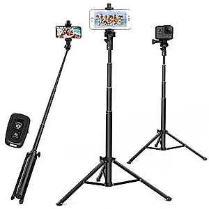 Selfie Stick Tripod 52 Inch Cell Phone iPhone Tripod Stand with Bluetooth Remote Smartphone for iPhone 11 Xs X 6 7 8, Android Cellphone Gopro Camera Mount Portable Monopod Feet Travel Lightweight …