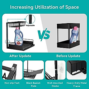ZWMSSLL Under Sink Organizer, 2 Tier Sturdy, Durable Bathroom-Kitchen Storage Rack with Quiet Sliding, Adjustable, Multi-Purpose Design for Sink and Cabinet Storage