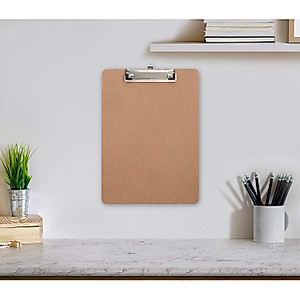 Hongri Hardboard Clipboard, Letter Size Wood Clipboard for Nurses, Lawyers, Students, Classroom, Office, Women, Man, A4 Standard Size 9" x 12.5", with Low-Profile Metal Clip, Brown